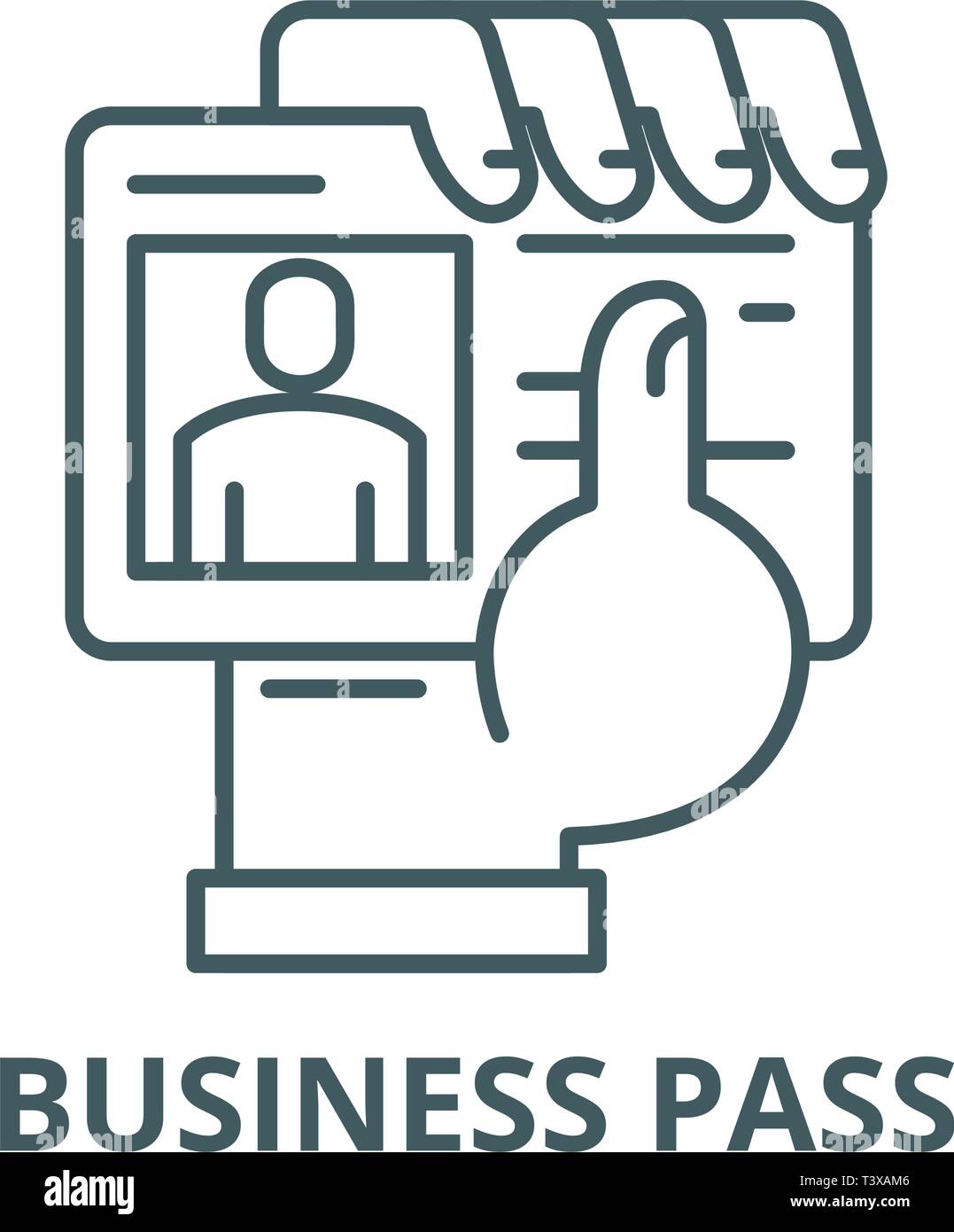 Business pass in hand line icon, vector. Business pass in hand outline ...