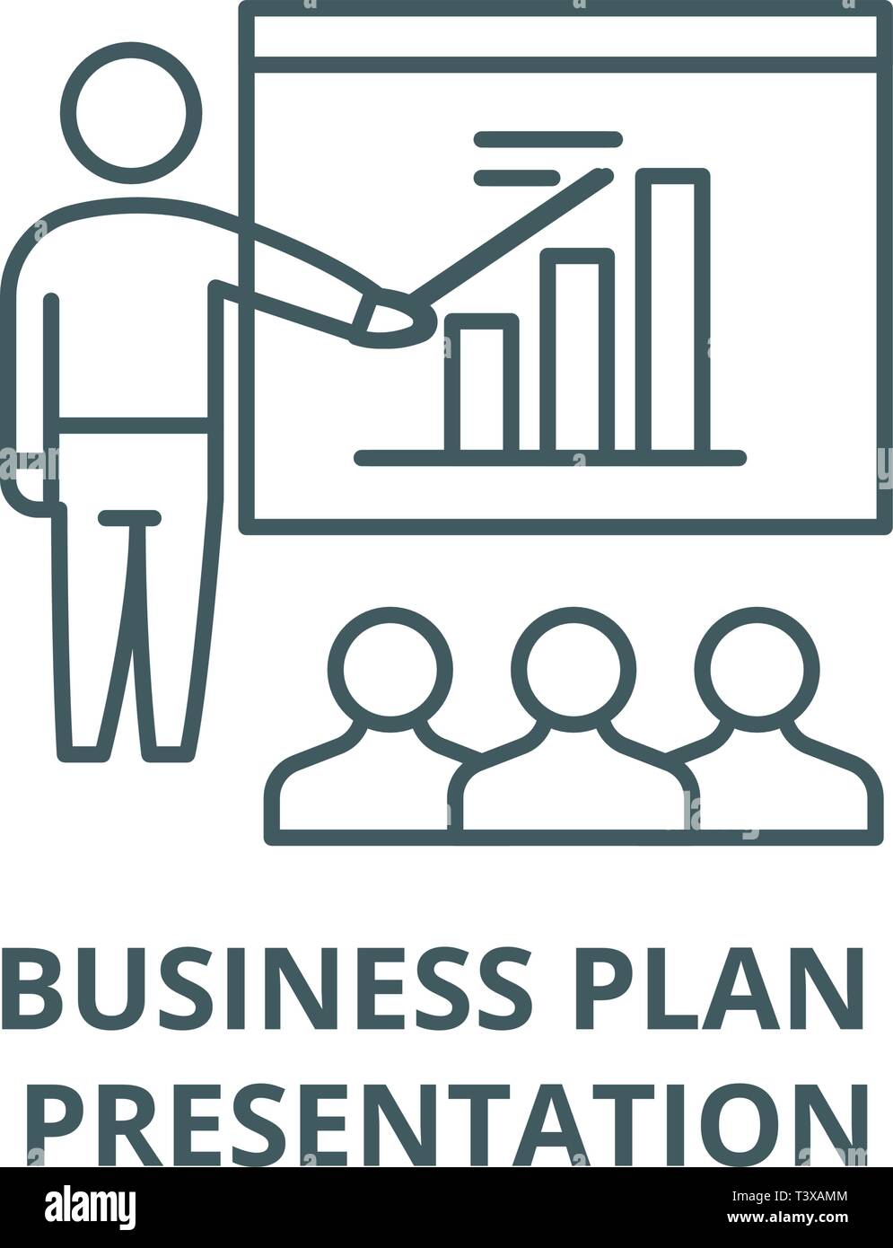 Business plan presentation line icon, vector. Business plan ...