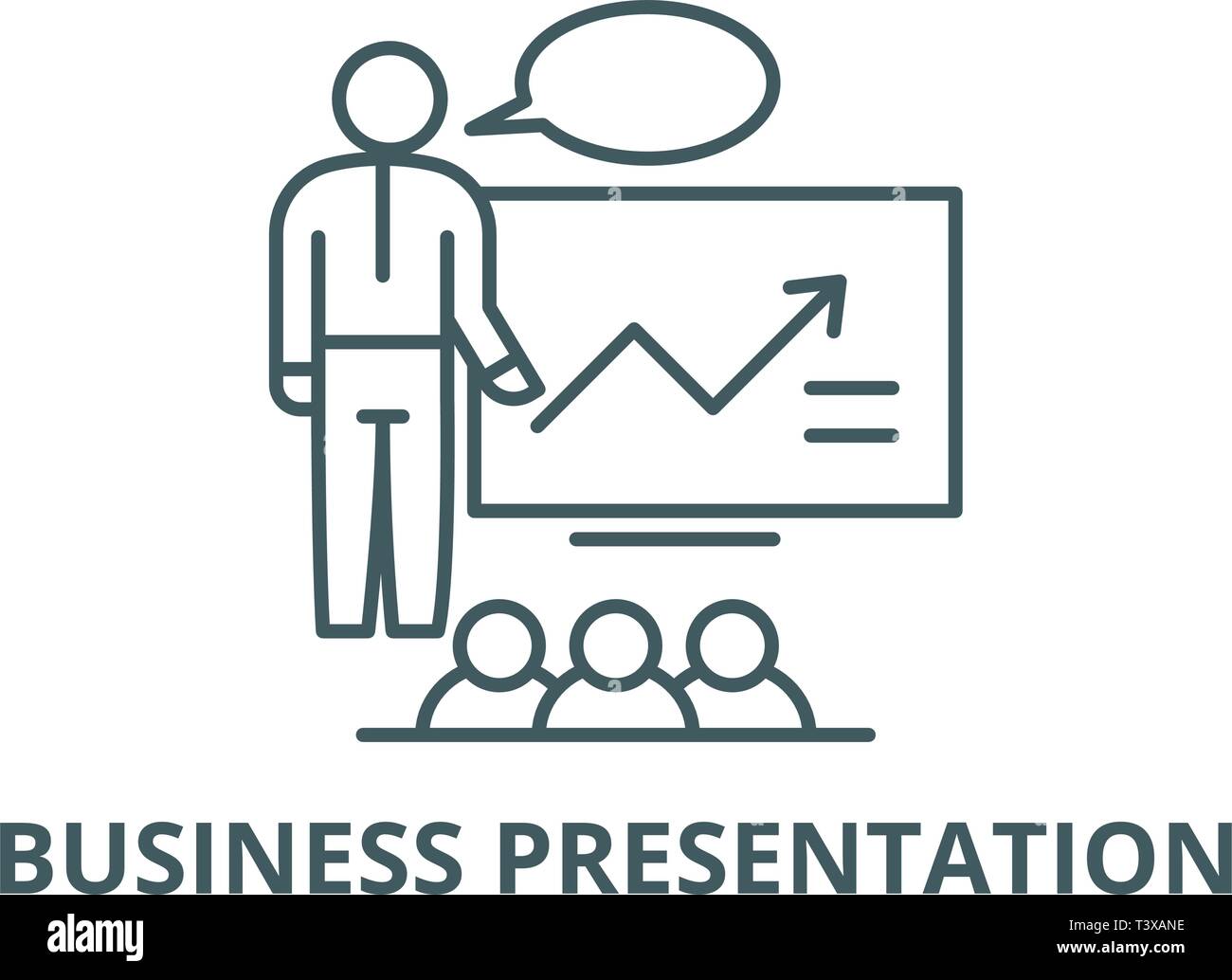 Business presentation line icon, vector. Business presentation outline ...