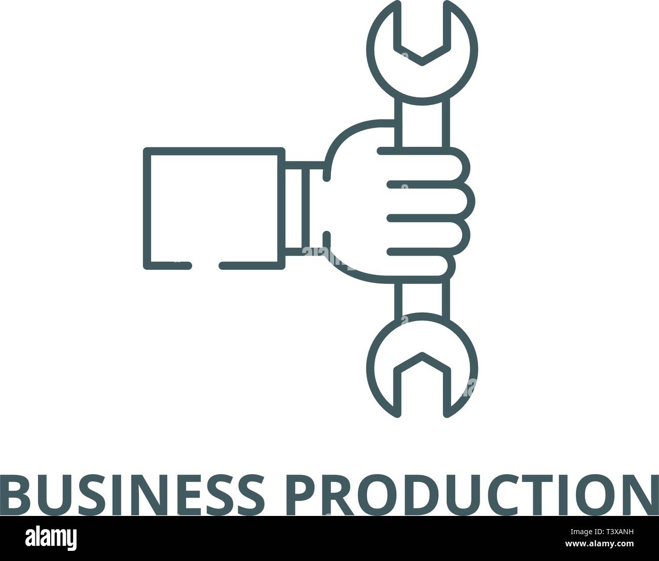 Business production line icon, vector. Business production outline sign ...