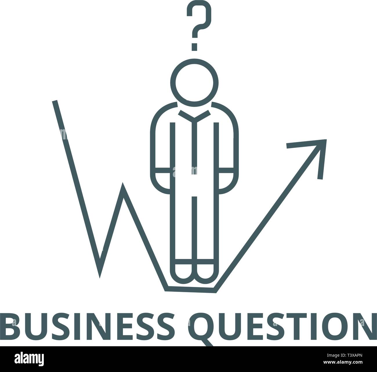 Business question, businessman growth line line icon, vector. Business ...