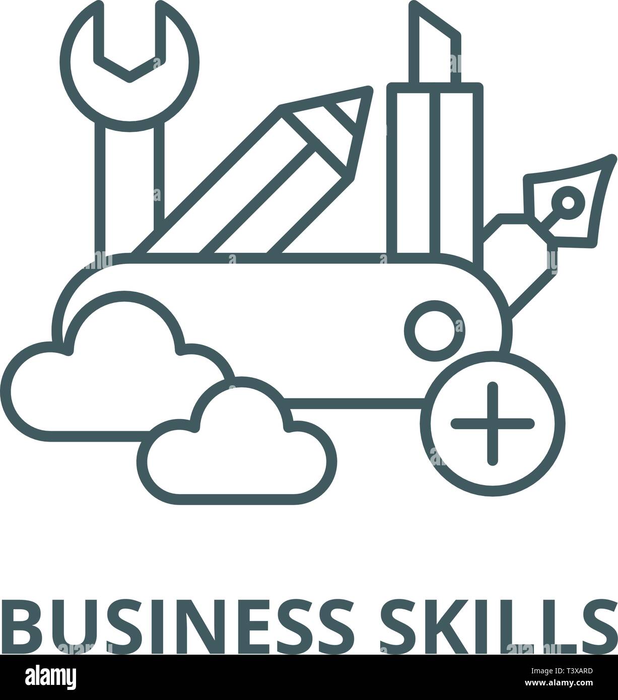 Business skills line icon, vector. Business skills outline sign ...