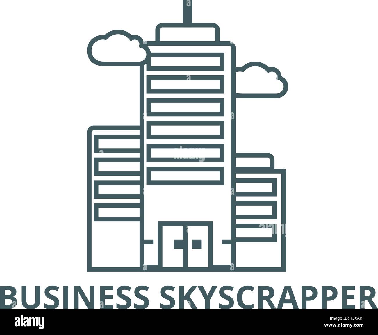Business skyscrapper line icon, vector. Business skyscrapper outline ...