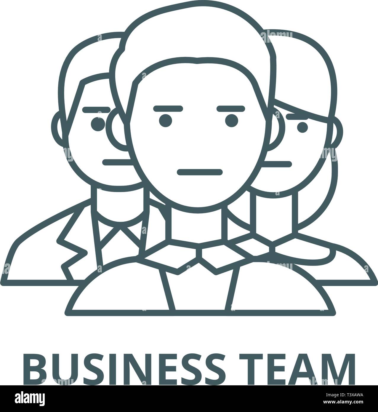 Business team sign line icon, vector. Business team sign outline sign ...