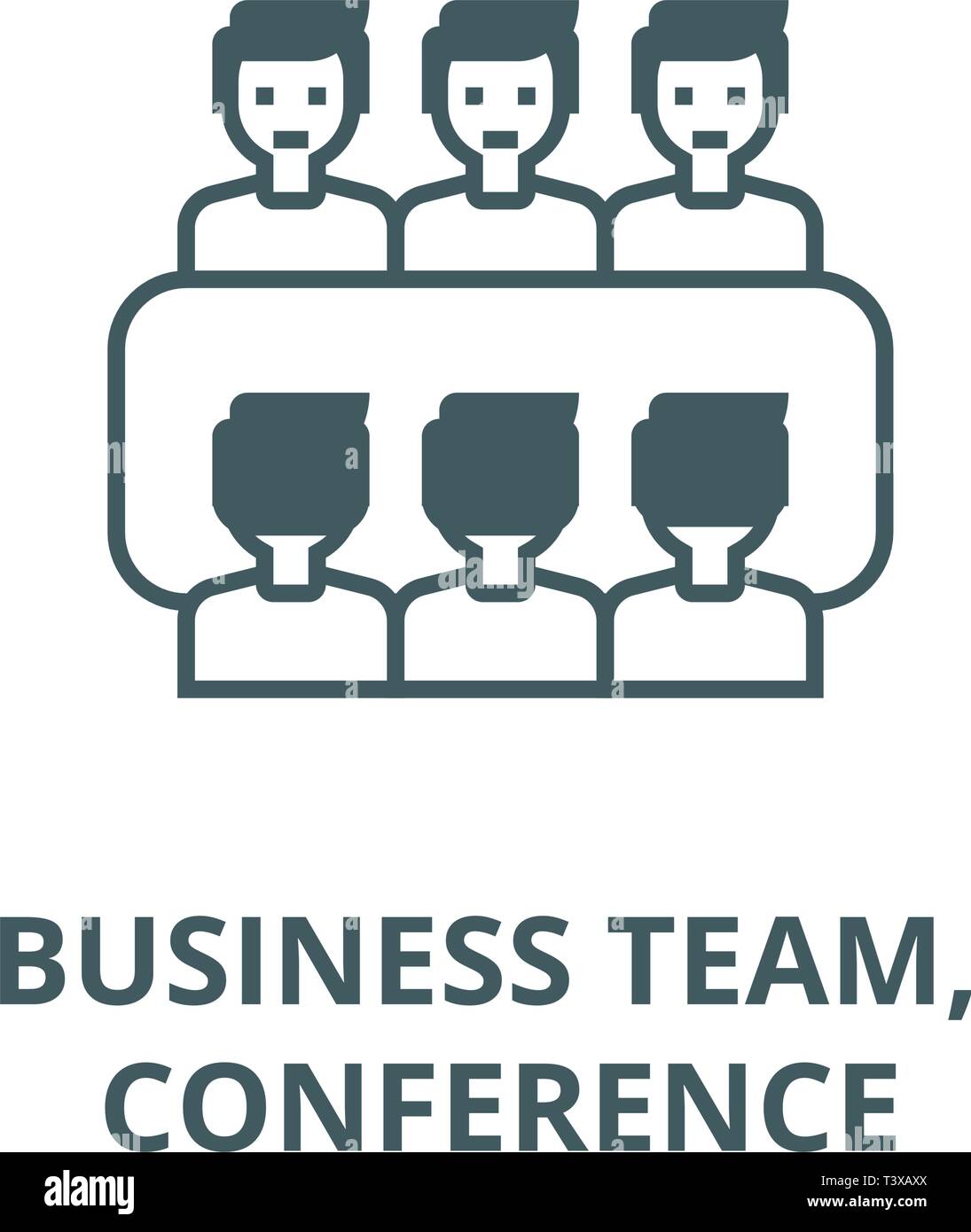 Business team, meeting,conference line icon, vector. Business team ...