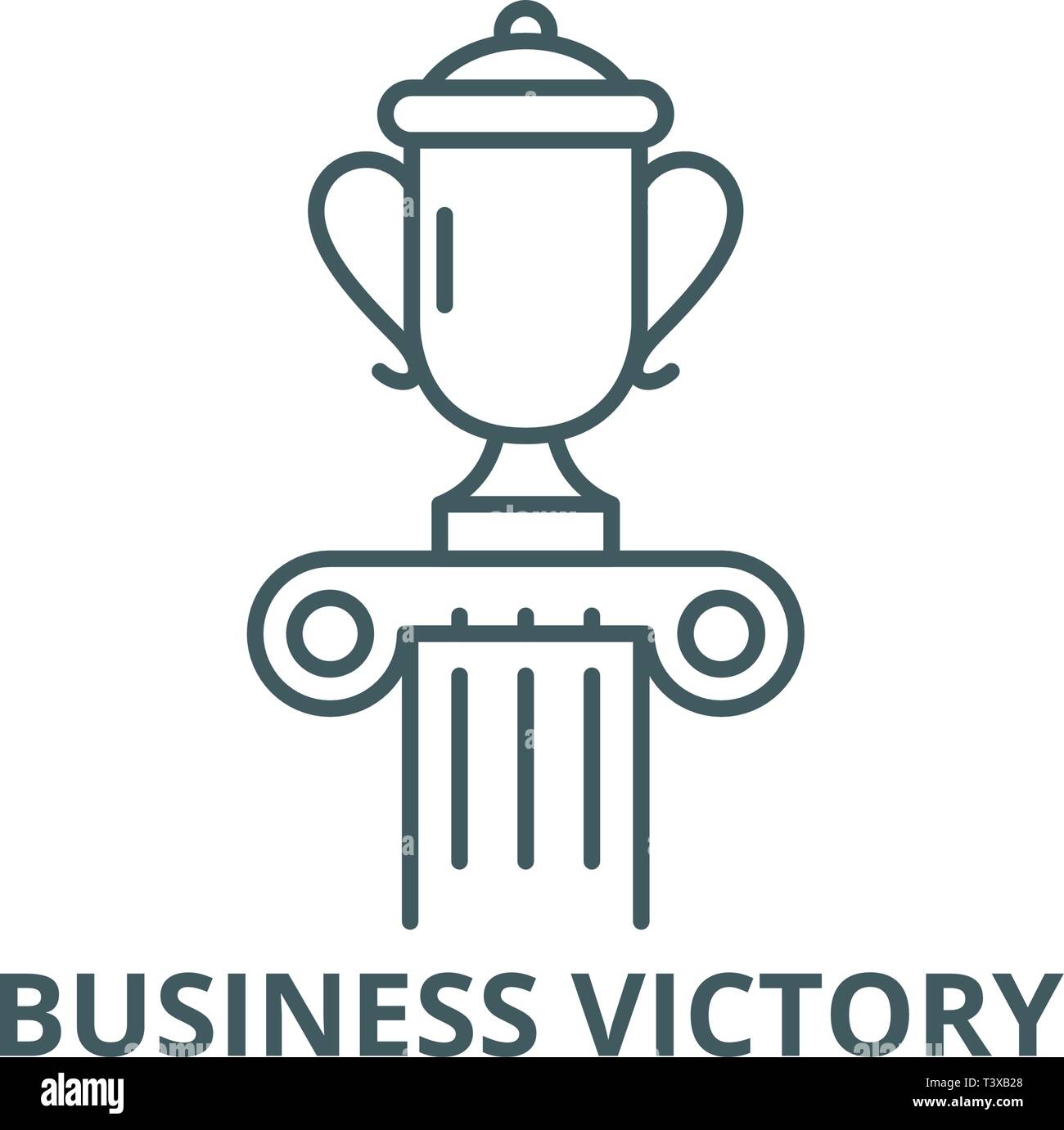 Business victory line icon, vector. Business victory outline sign ...