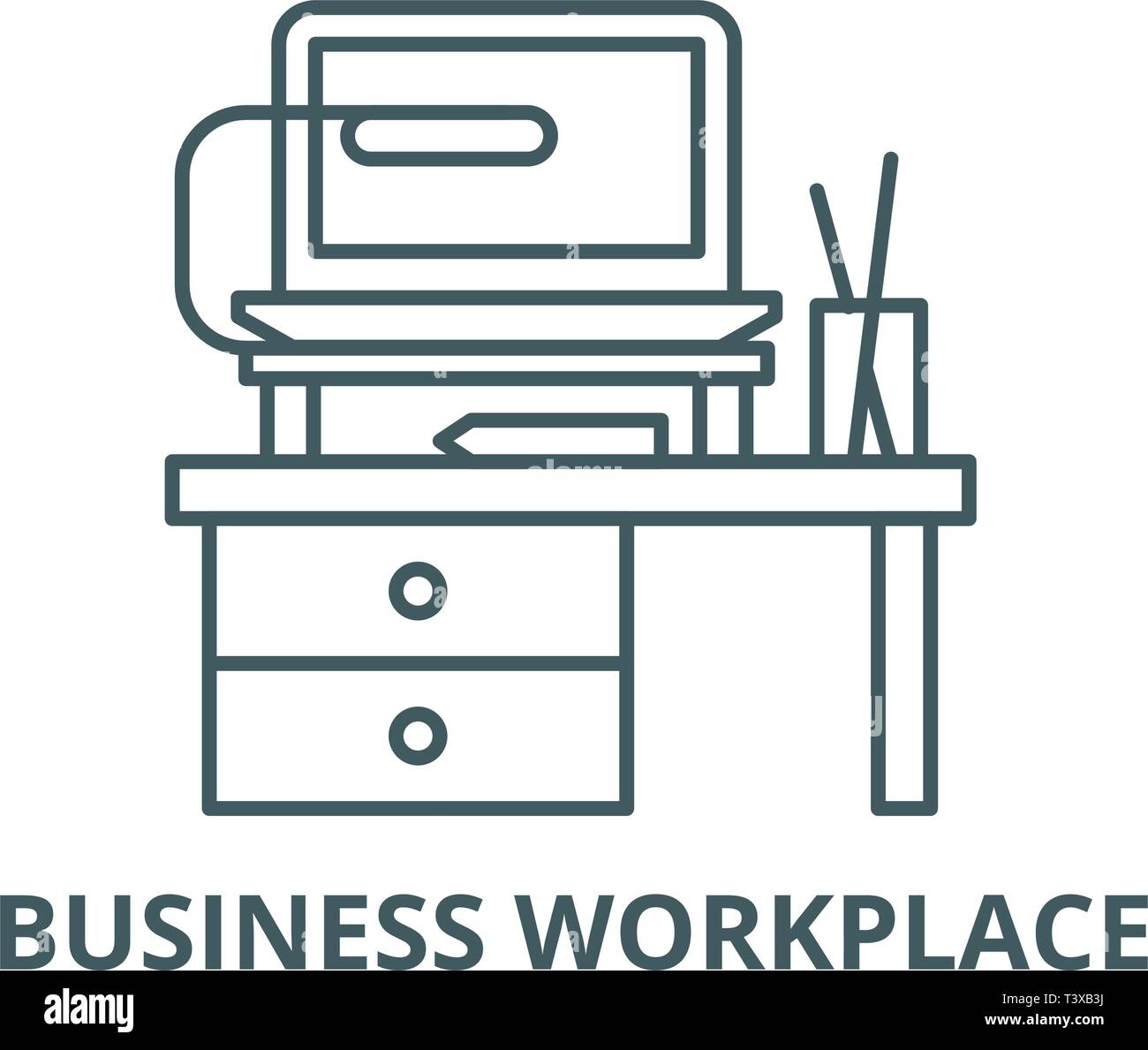 Business workplace line icon, vector. Business workplace outline sign ...