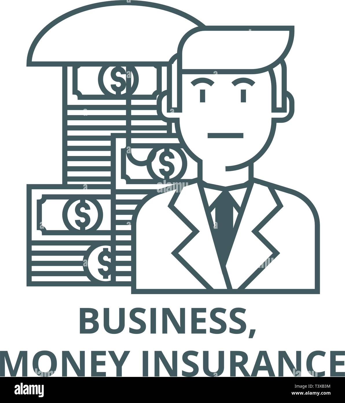 Business, money insurance line icon, vector. Business, money insurance ...