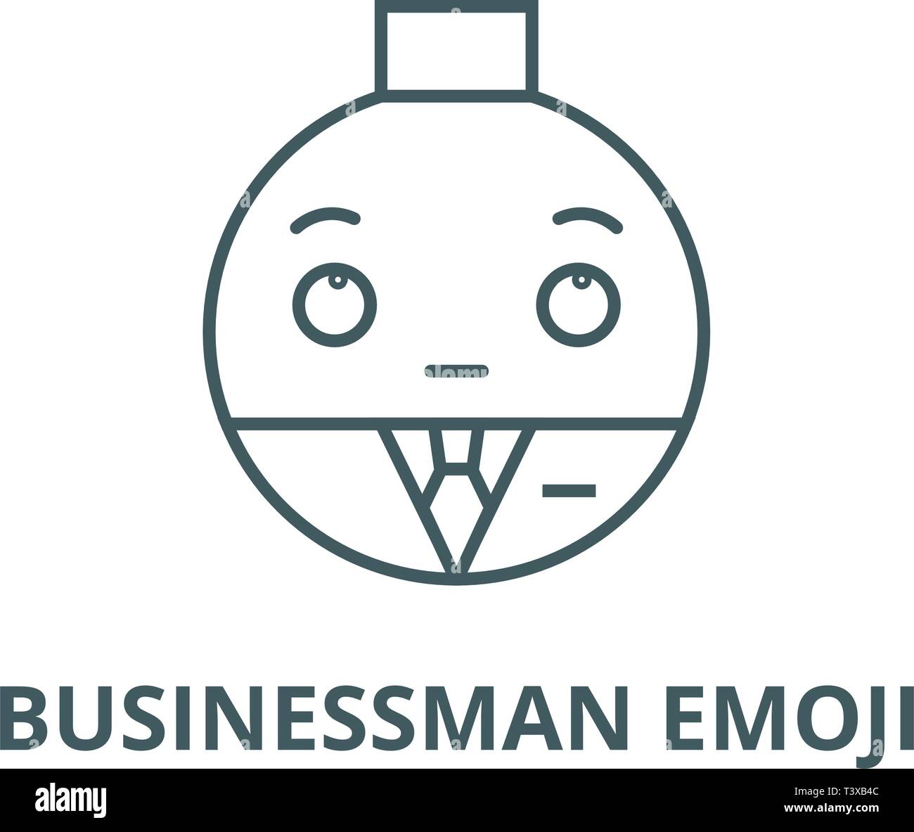 Businessman emoji line icon, vector. Businessman emoji outline sign ...