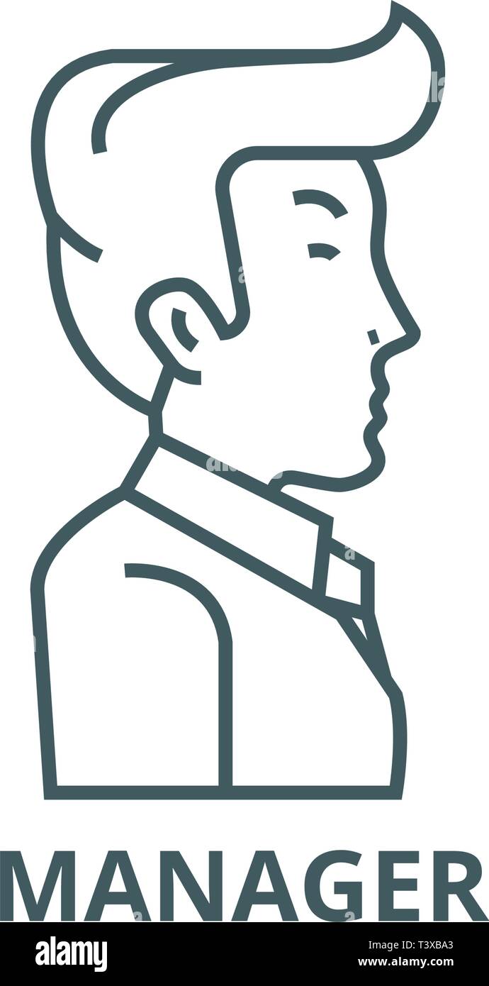 Businessman, manager, side view line icon, vector. Businessman, manager ...