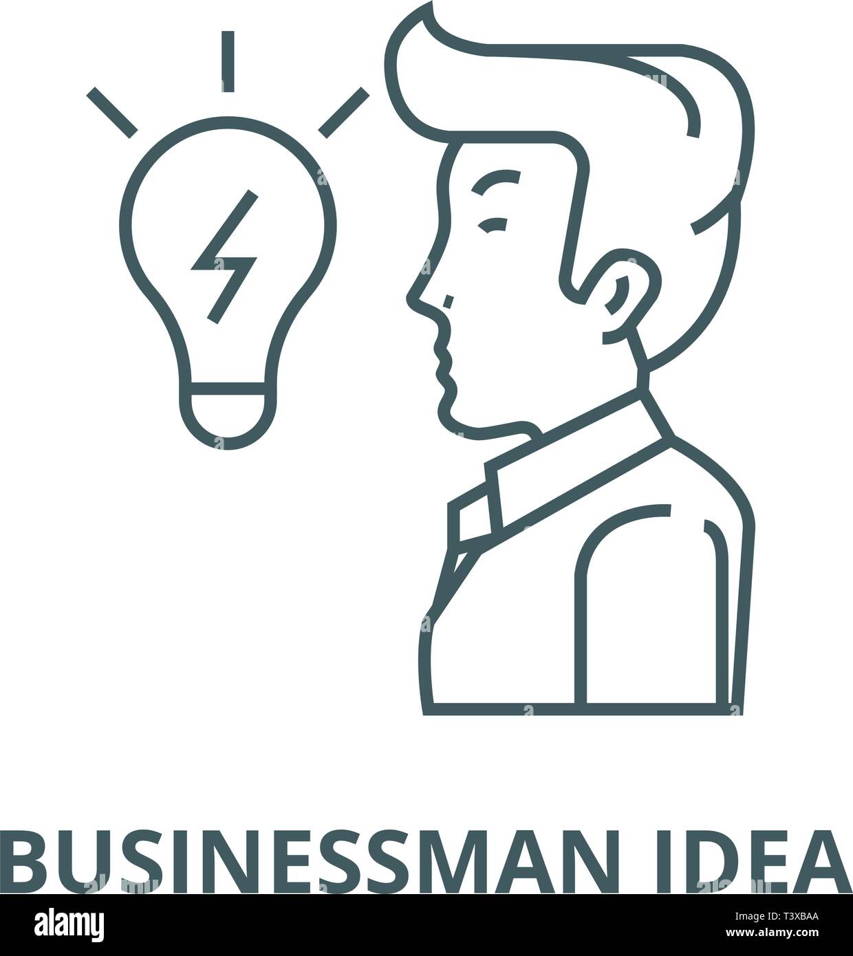Businessman, side view, close up, line icon, vector. Businessman, side ...