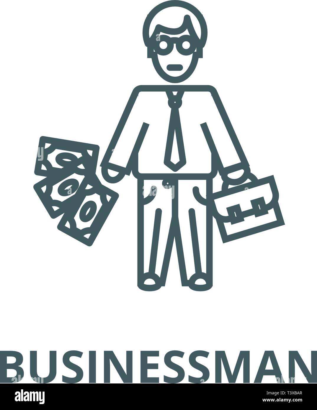 Businessman line icon, vector. Businessman outline sign, concept symbol ...