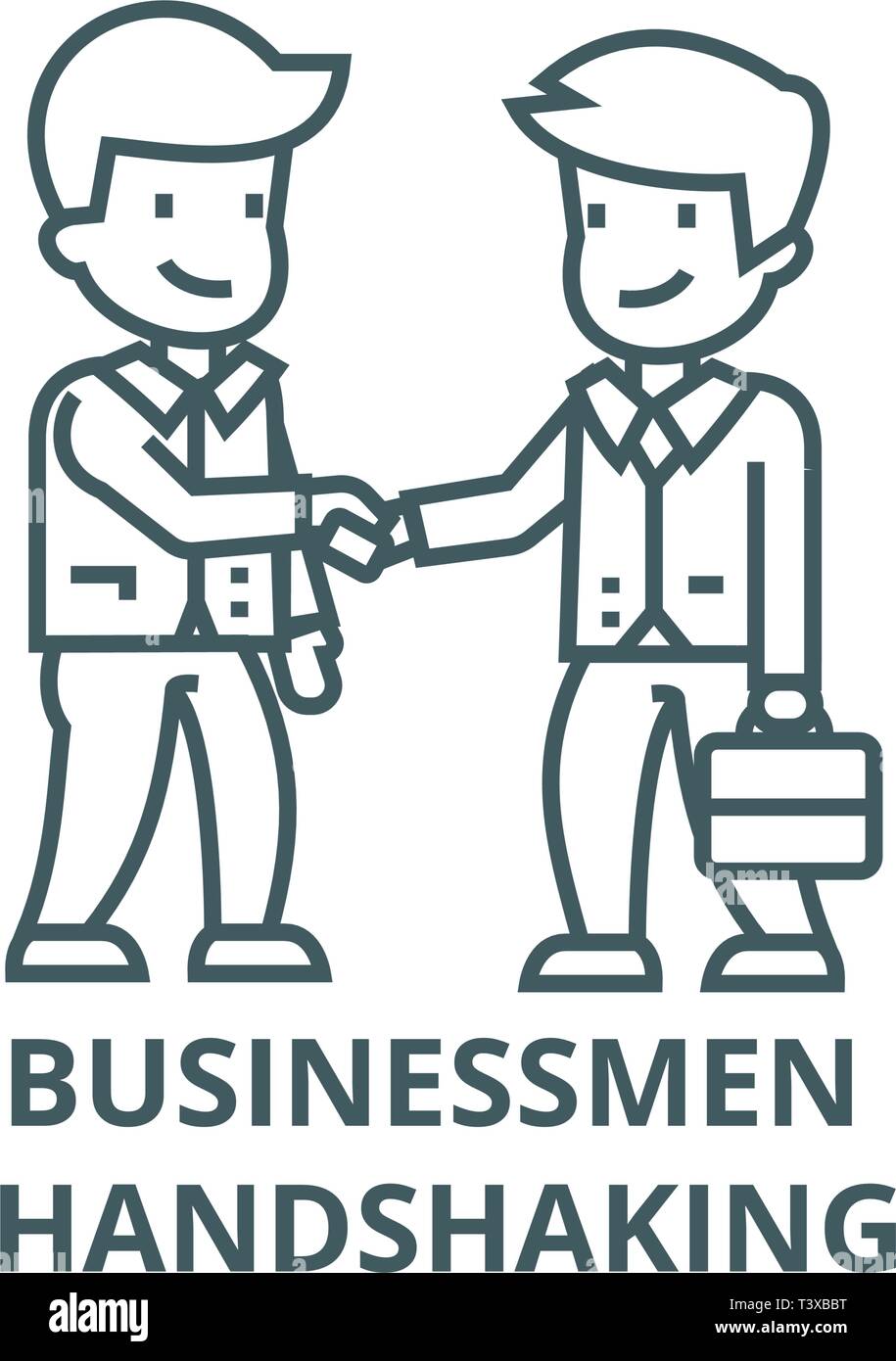 Businessmen handshaking line icon, vector. Businessmen handshaking ...