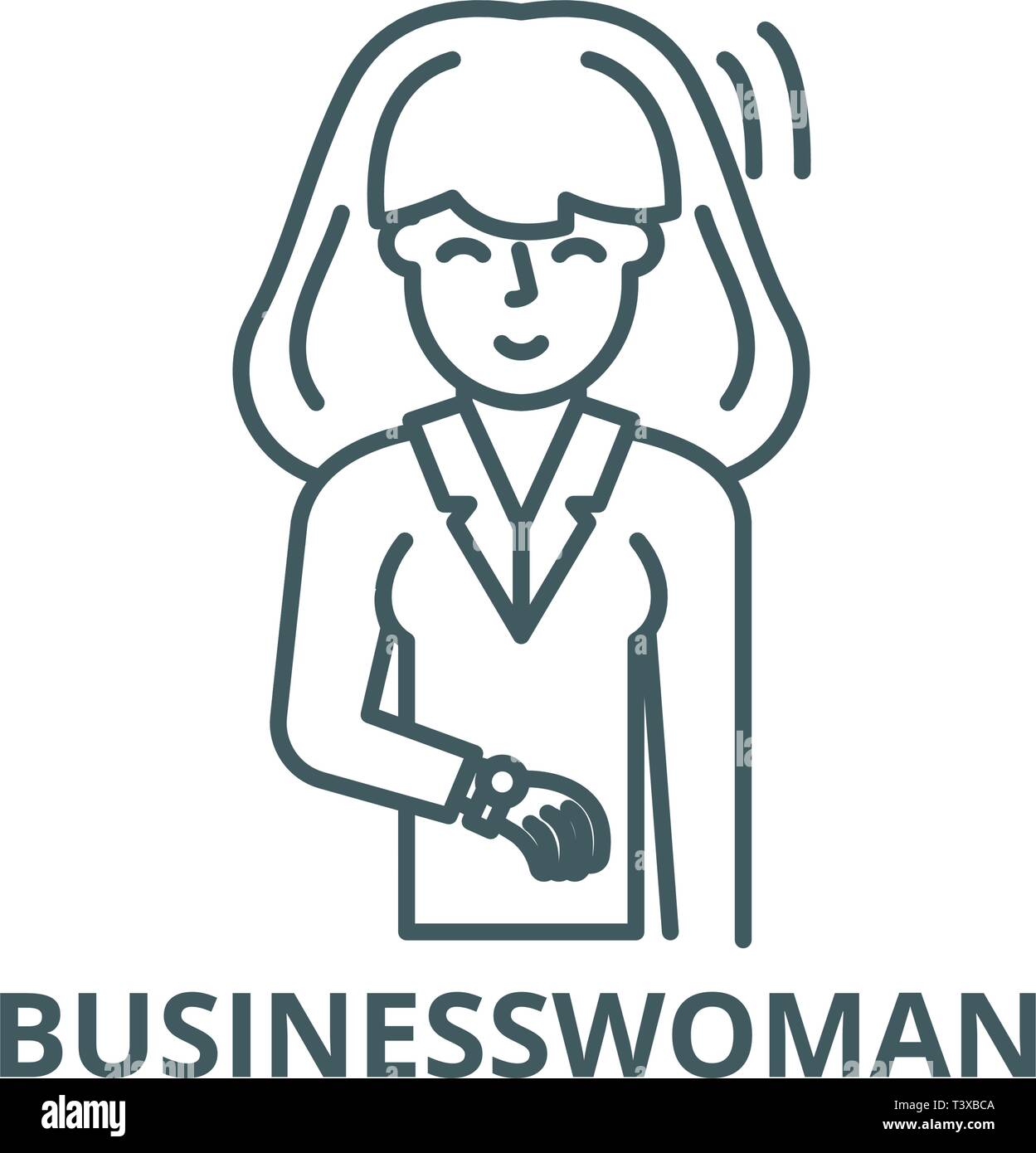 Businesswoman line icon, vector. Businesswoman outline sign, concept ...
