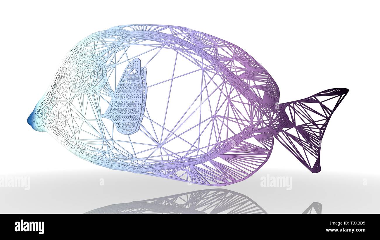 3d rendering of an artistic animal with reflection isolated on white ...