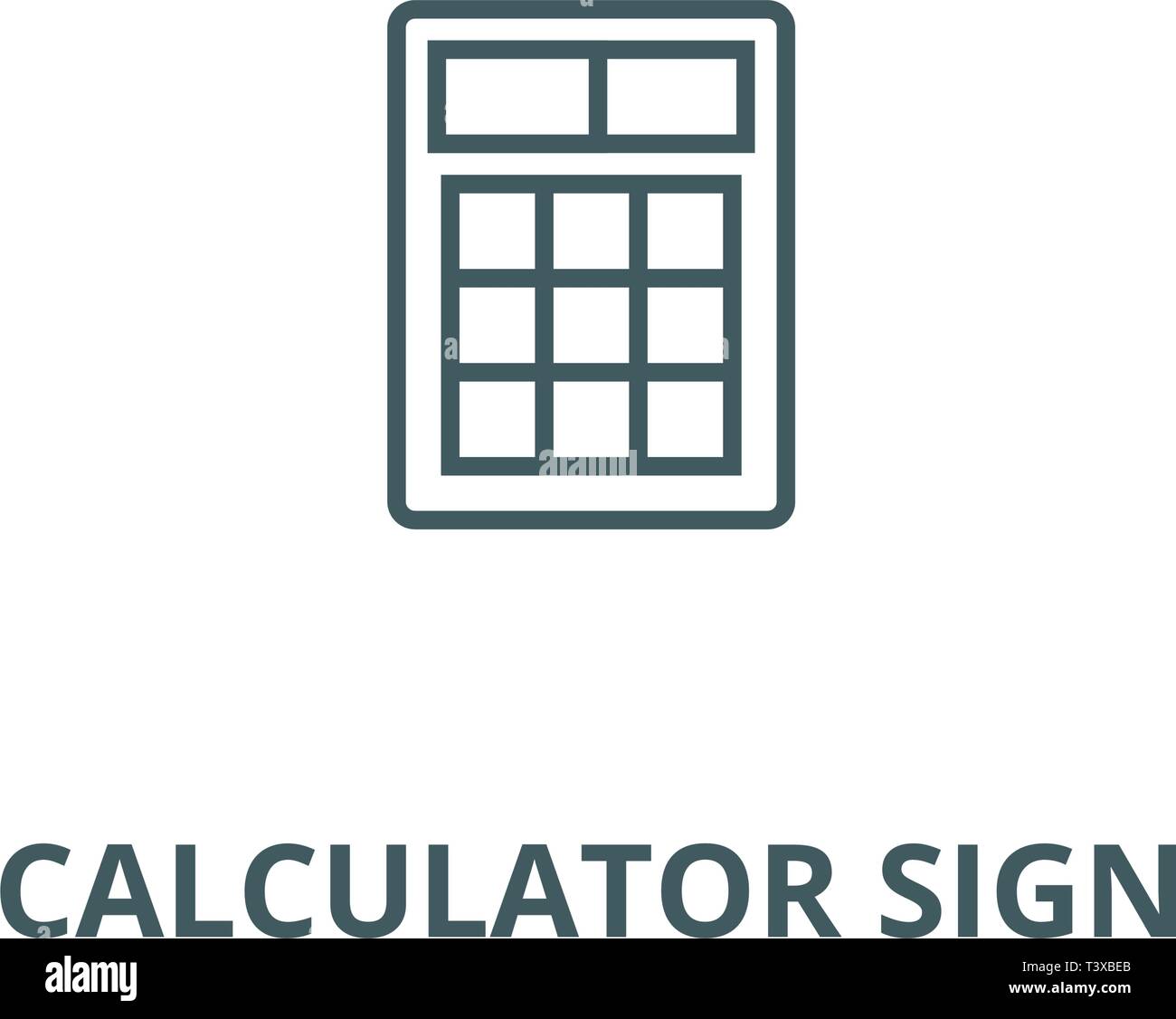 Calculator sign line icon, vector. Calculator sign outline sign ...