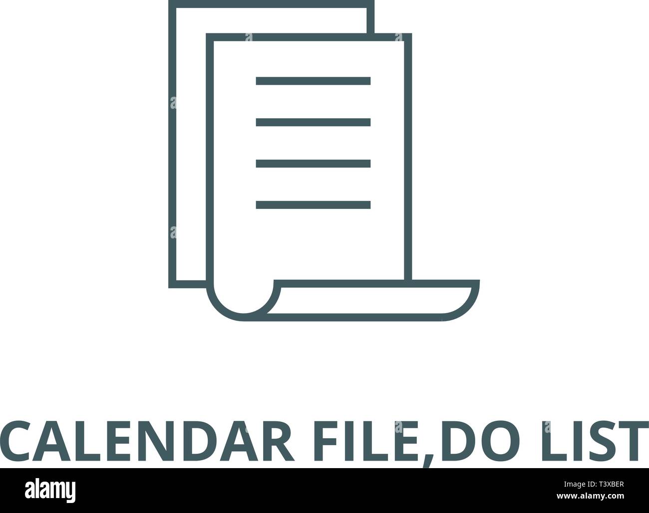 Calendar file,do list line icon, vector. Calendar file,do list outline ...