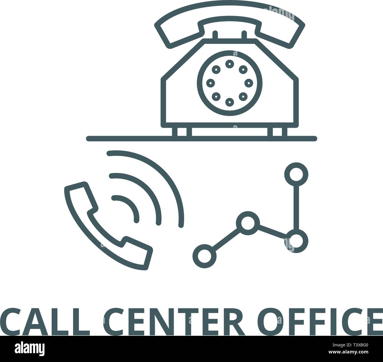Call center office line icon, vector. Call center office outline sign ...
