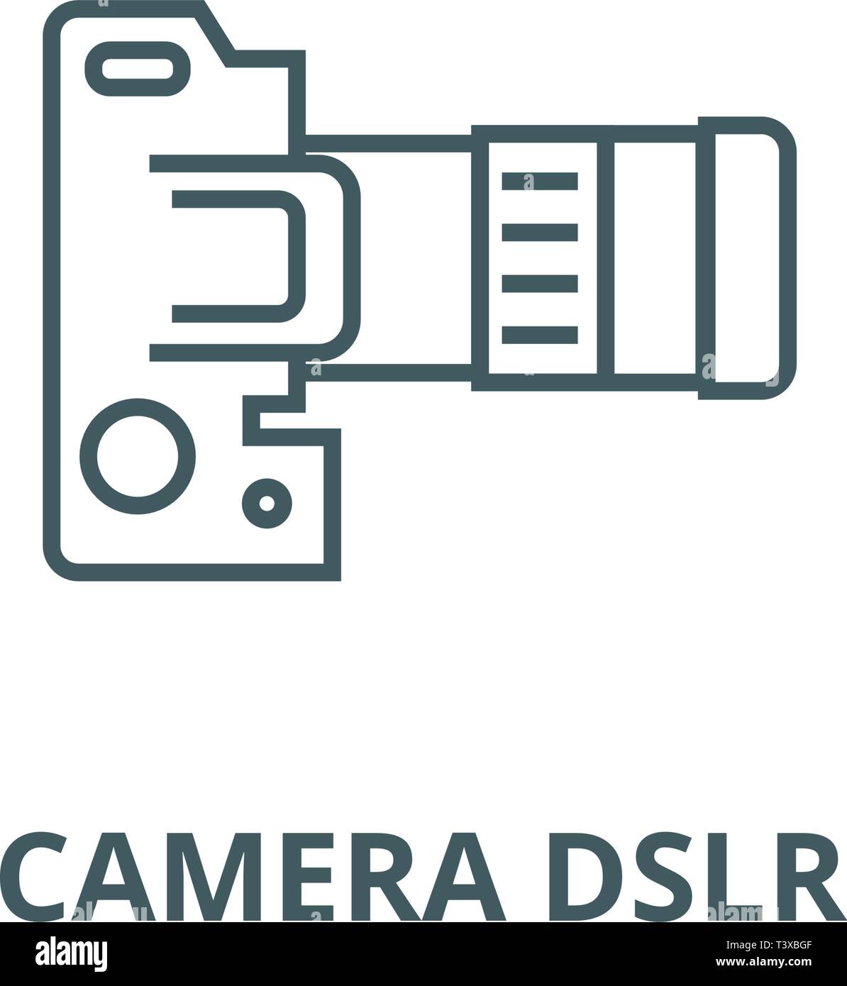 Camera dslr, top view line icon, vector. Camera dslr, top view outline ...