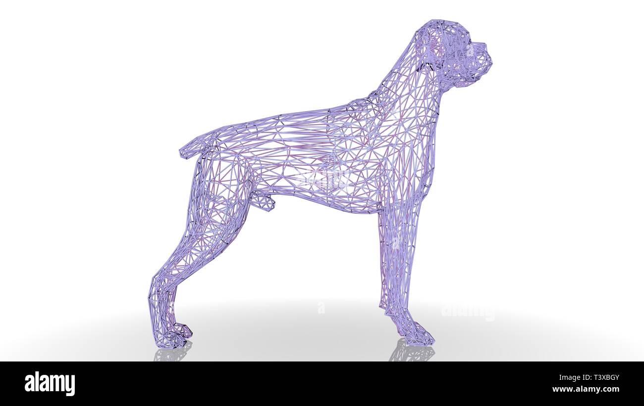 3d rendering of an artistic animal with reflection isolated on white ...