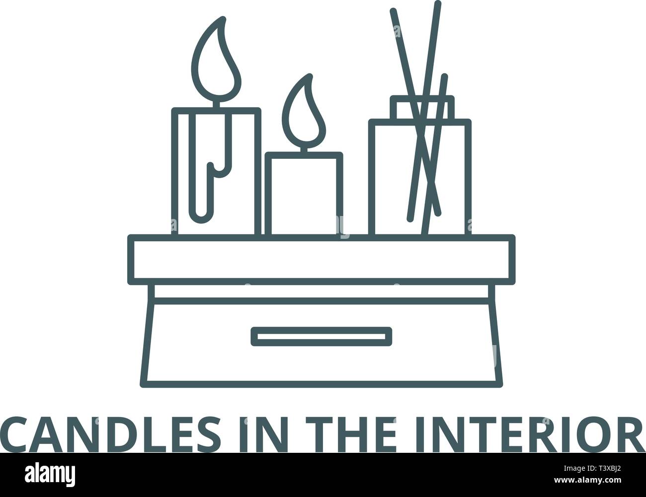 Candles in the interior line icon, vector. Candles in the interior ...