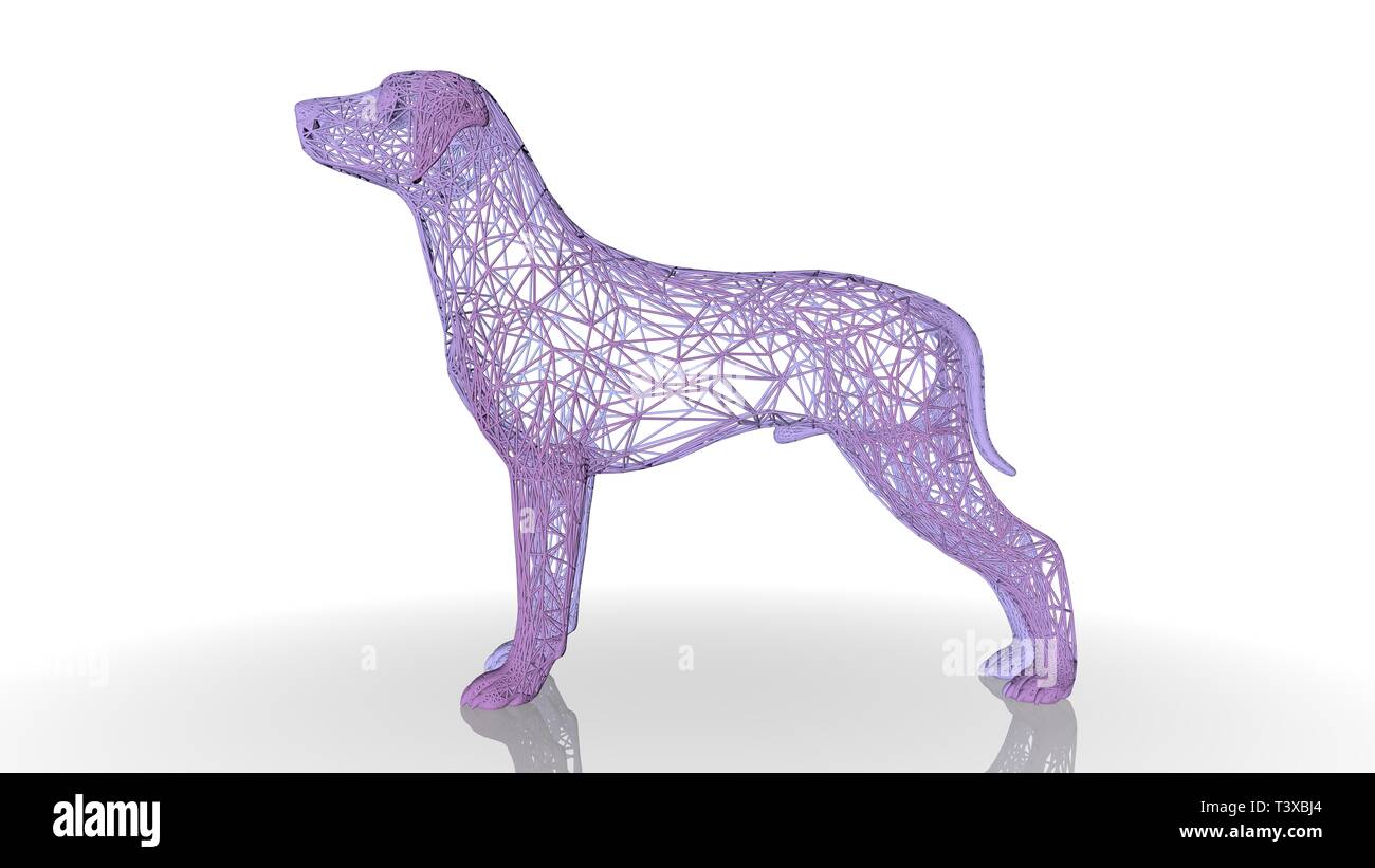 3d rendering of an artistic animal with reflection isolated on white ...