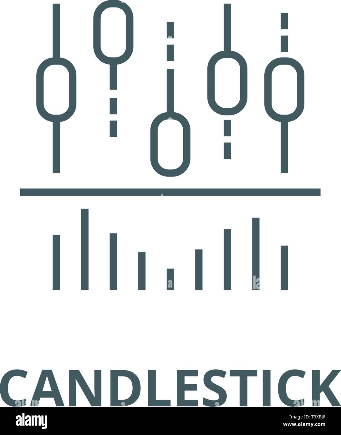Candlestick chart and lines line icon, vector. Candlestick chart and ...