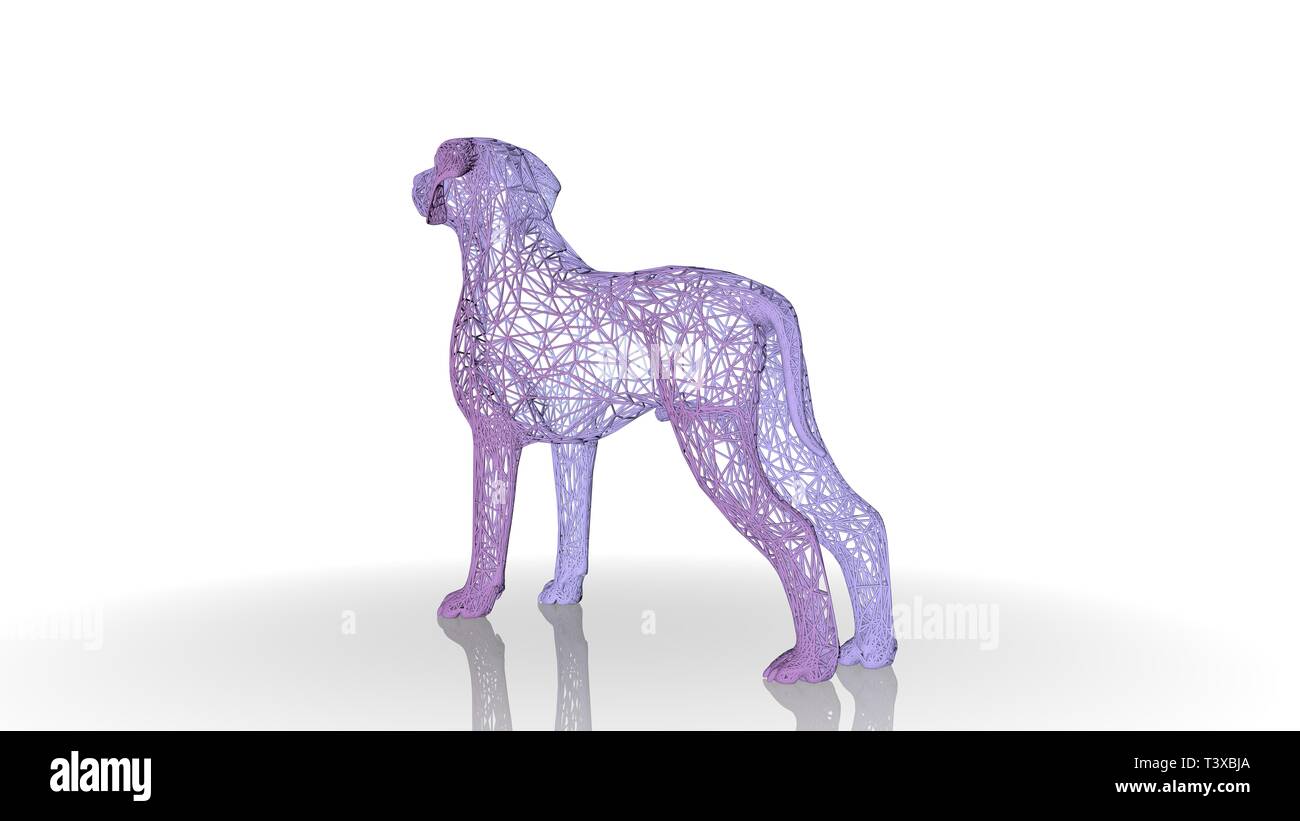 3d rendering of an artistic animal with reflection isolated on white ...