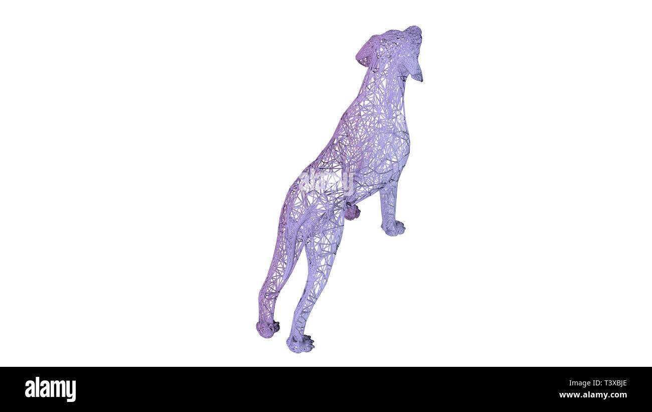 3d rendering of an artistic animal with reflection isolated on white ...