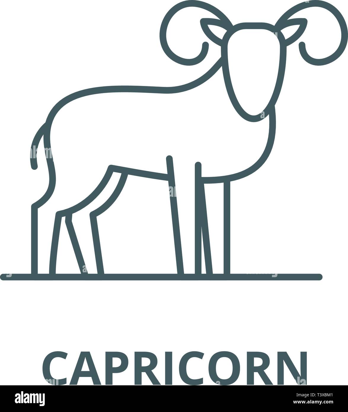 Capricorn line icon, vector. Capricorn outline sign, concept symbol ...