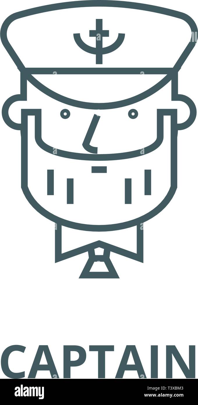 Captain with nautical hat line icon, vector. Captain with nautical hat ...