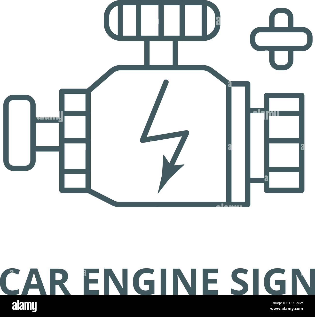 Car engine sign line icon, vector. Car engine sign outline sign ...