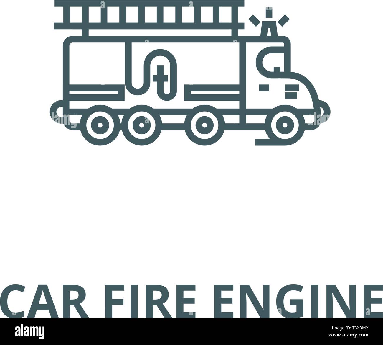 Car fire engine line icon, vector. Car fire engine outline sign ...