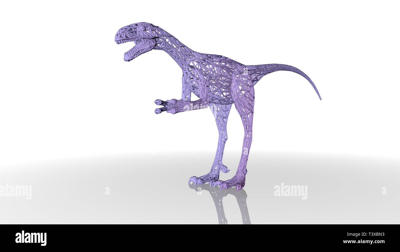 3d rendering of an artistic animal with reflection isolated on white ...