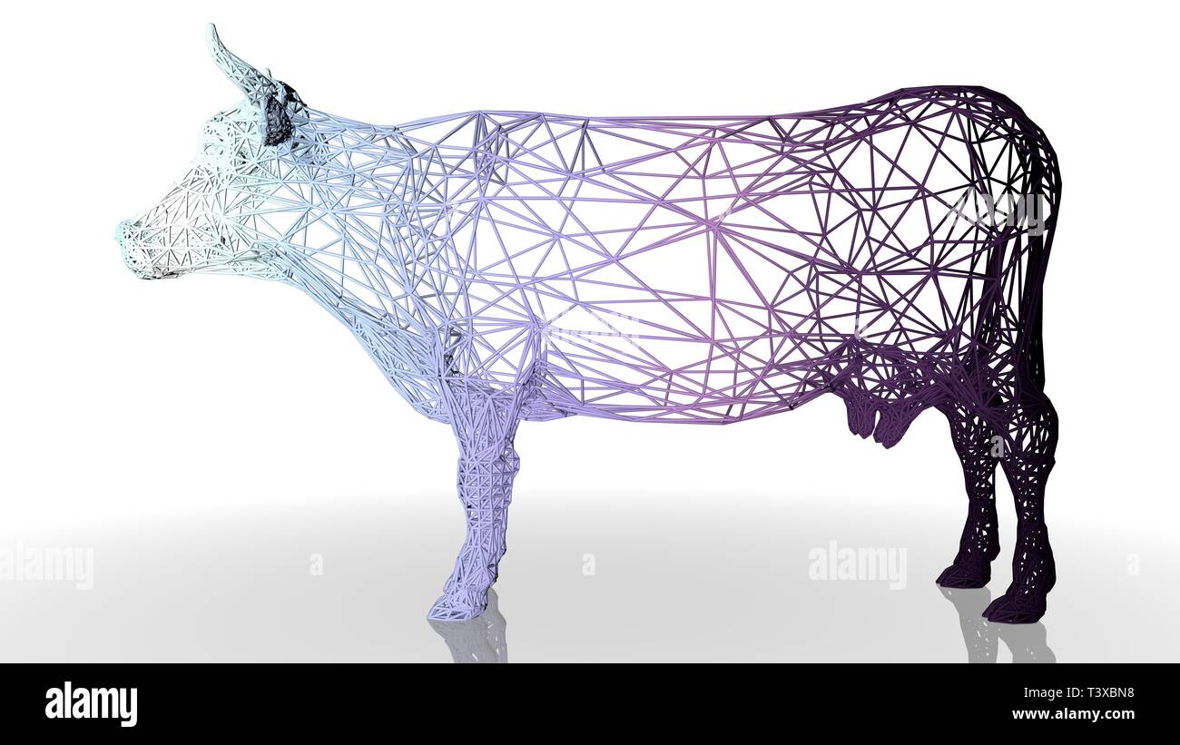 3d rendering of an artistic animal with reflection isolated on white ...