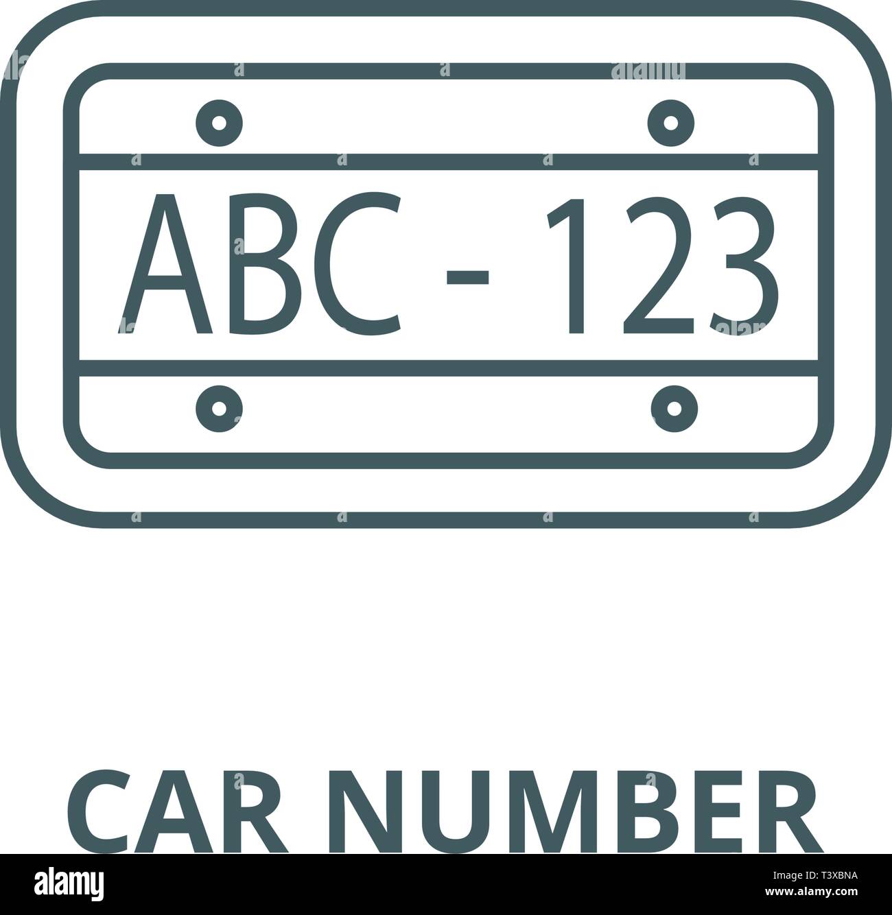 Car number line icon, vector. Car number outline sign, concept symbol ...