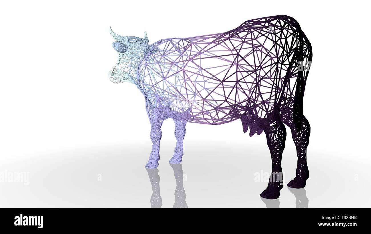 3d rendering of an artistic animal with reflection isolated on white ...