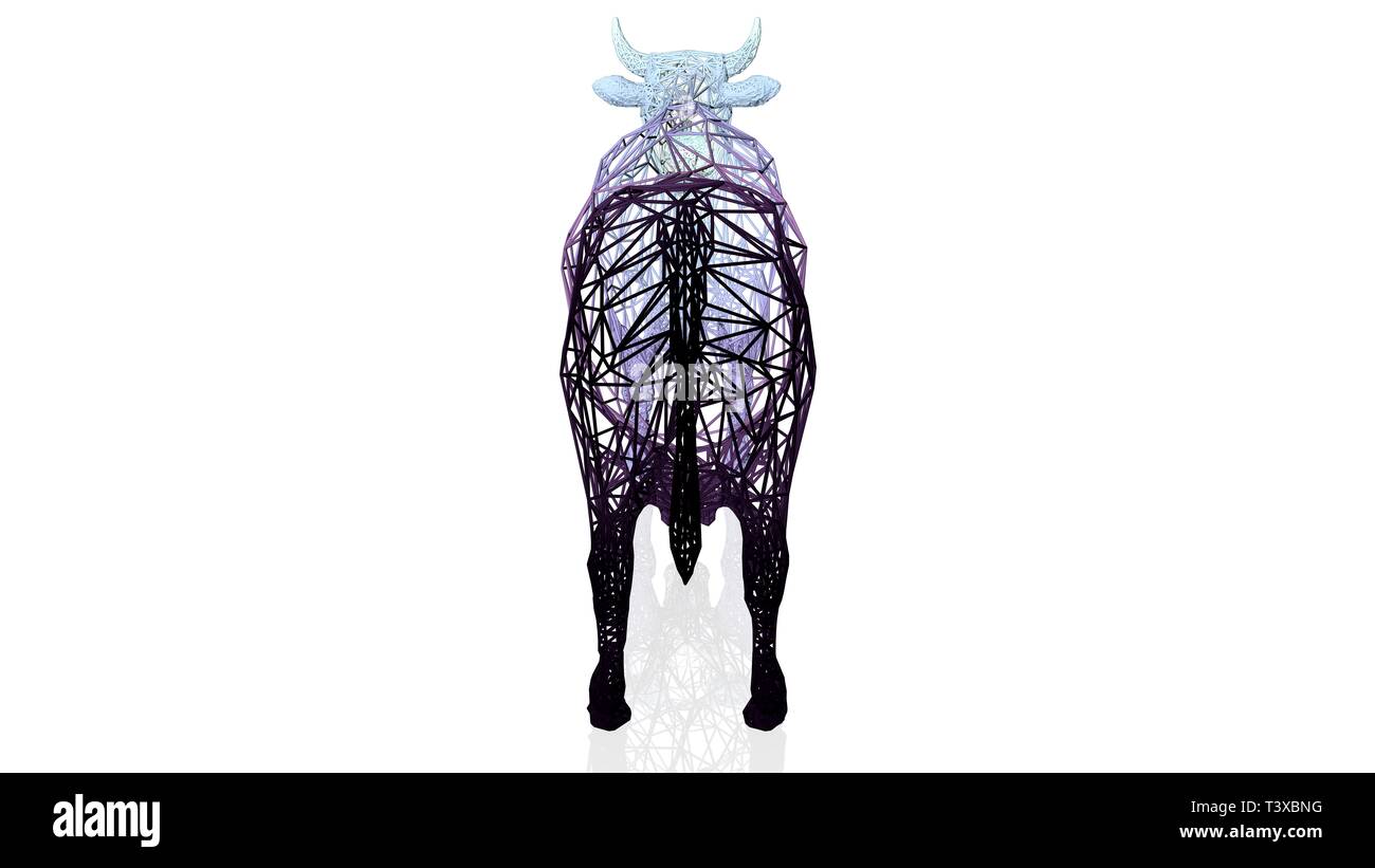 3d rendering of an artistic animal with reflection isolated on white ...