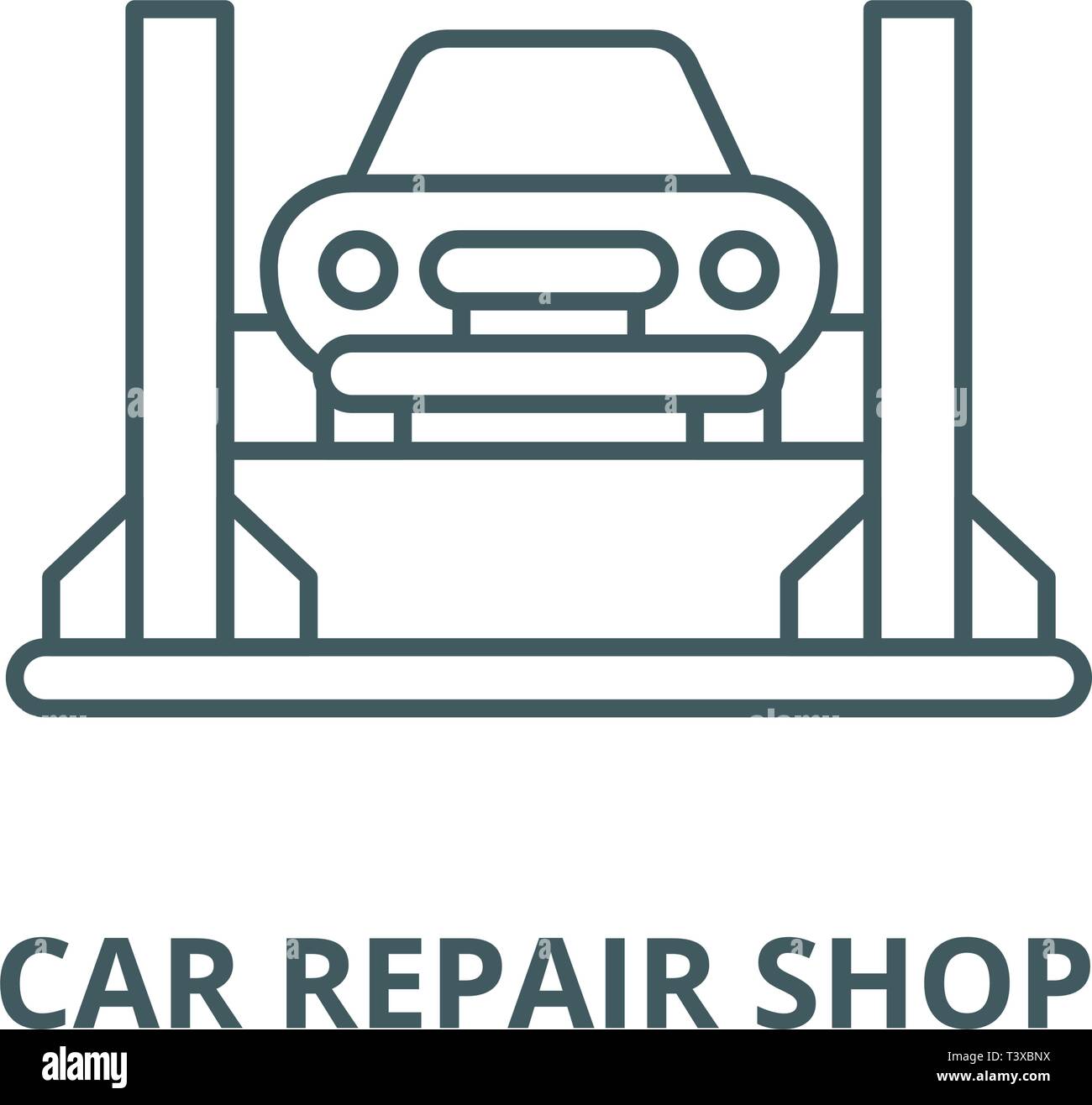 Car repair shop line icon, vector. Car repair shop outline sign ...