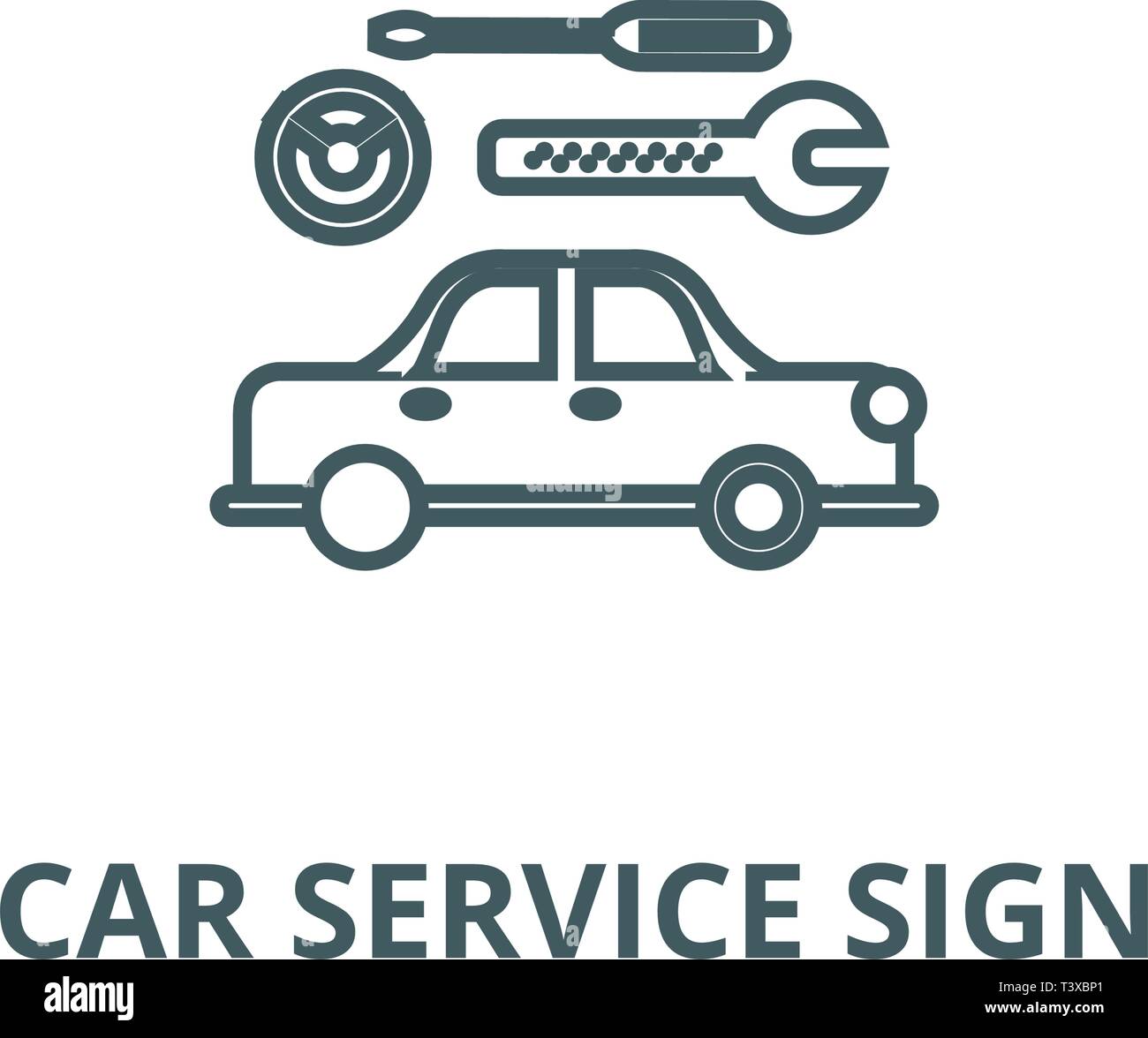 Car service sign line icon, vector. Car service sign outline sign ...