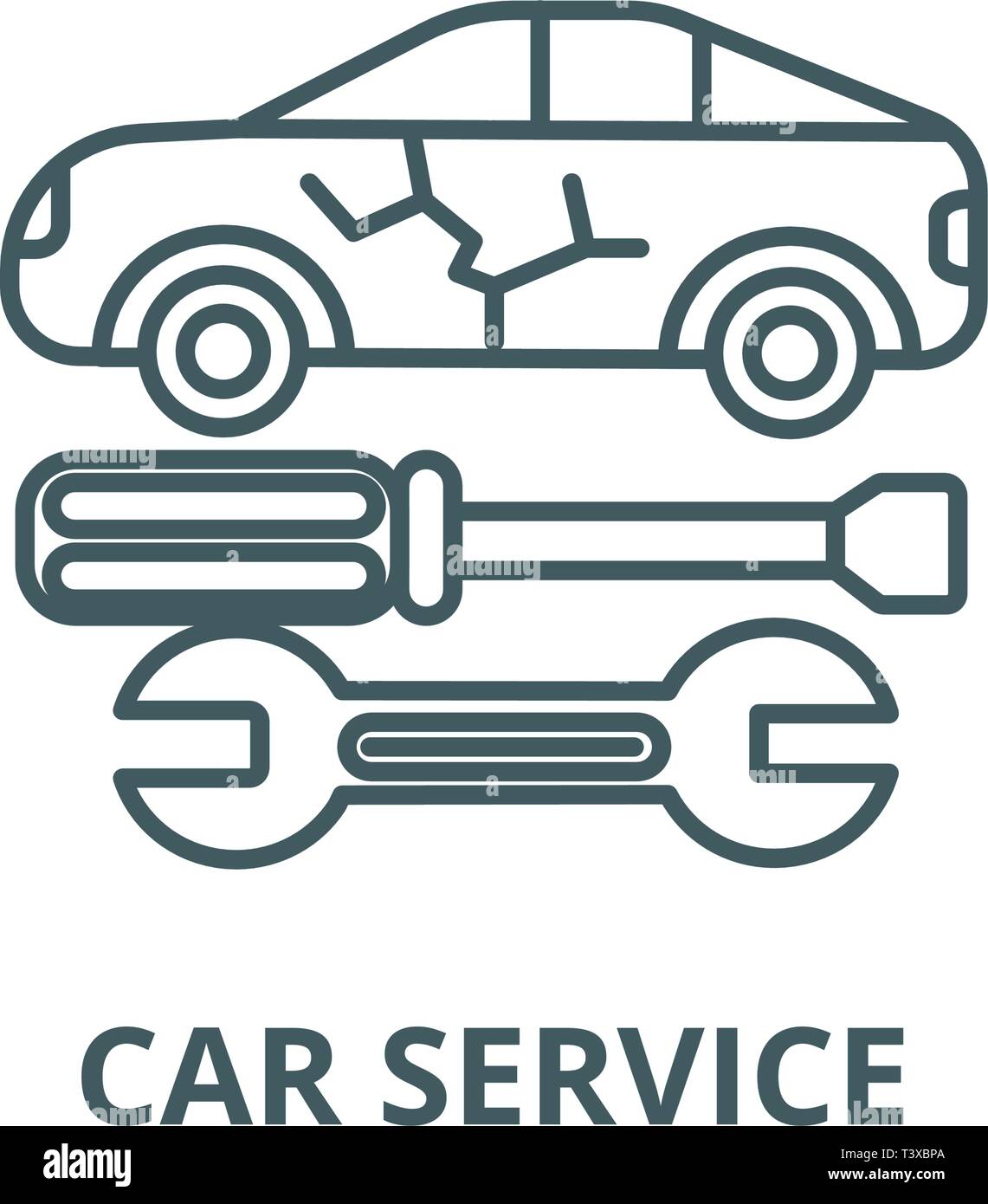 Car service line icon, vector. Car service outline sign, concept symbol ...
