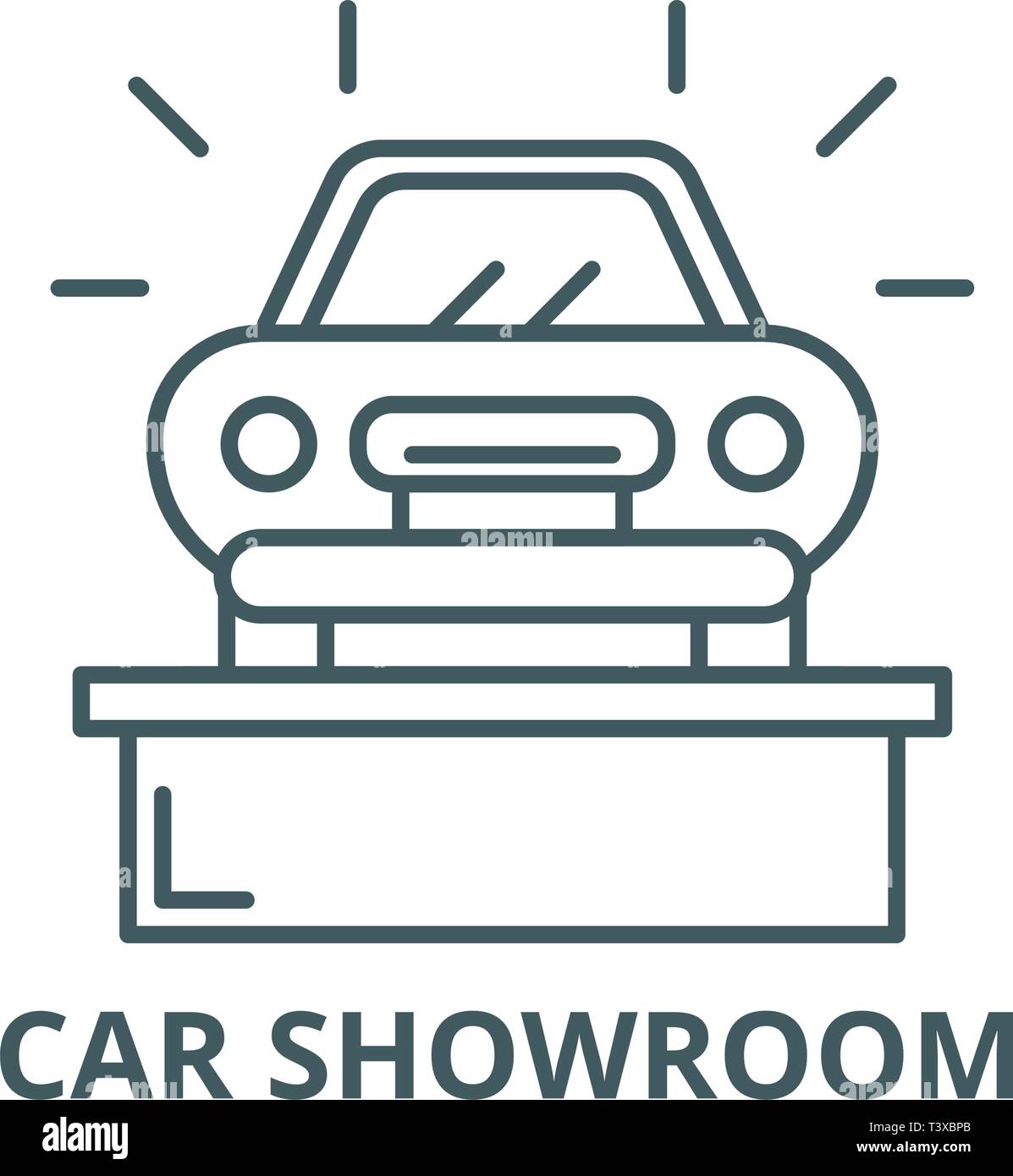 Car showroom line icon, vector. Car showroom outline sign, concept ...
