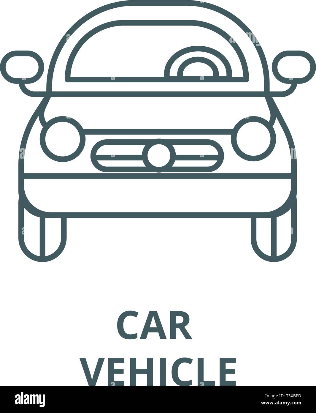 Car vehicle, front view line icon, vector. Car vehicle, front view ...