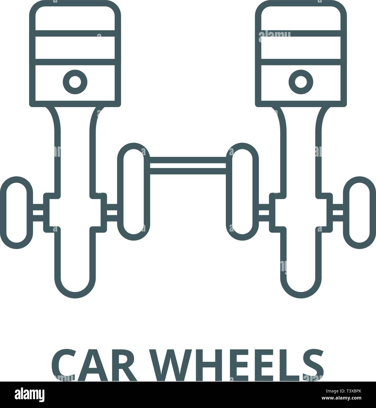 Car wheels line icon, vector. Car wheels outline sign, concept symbol ...