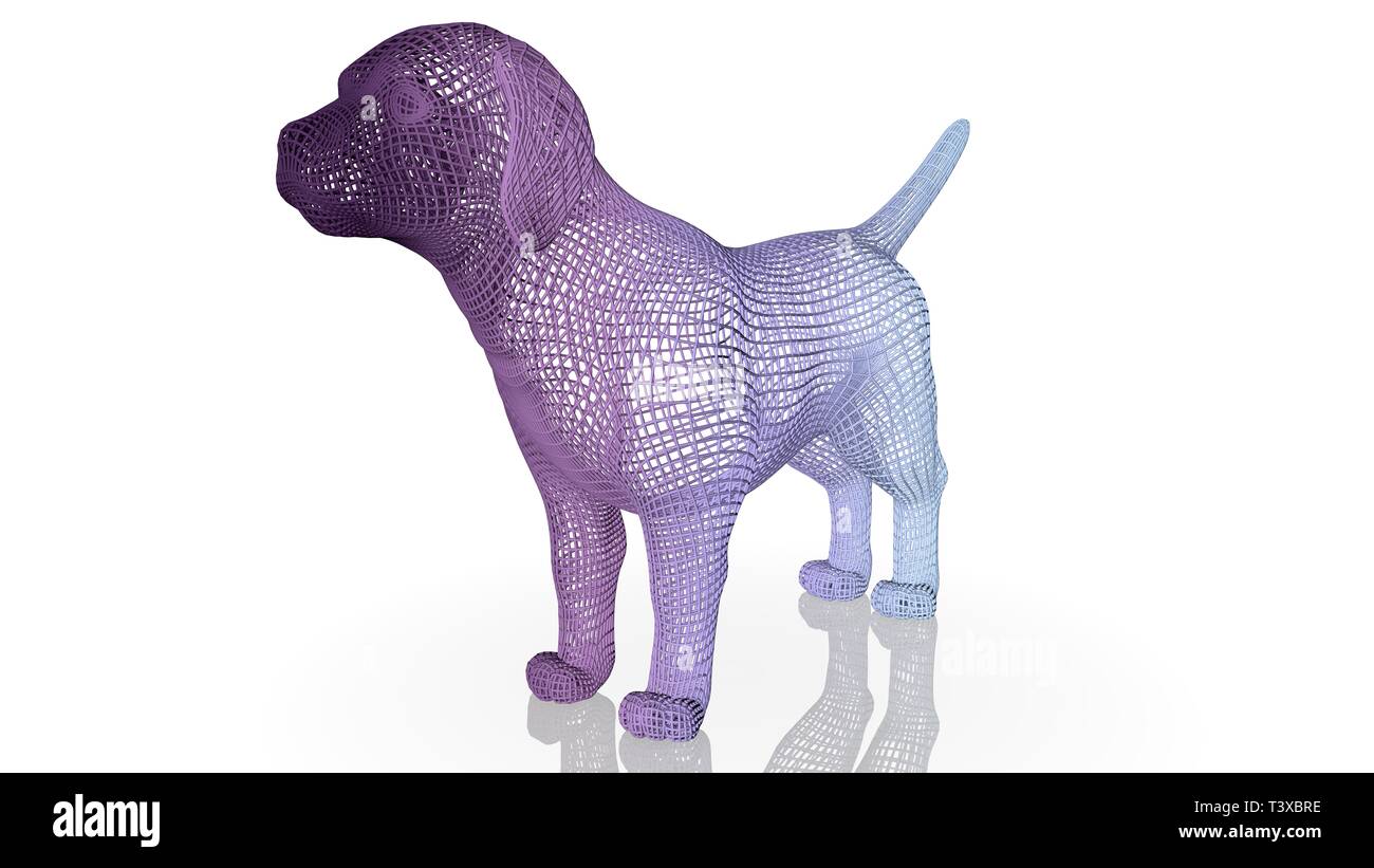 3d rendering of an artistic animal with reflection isolated on white ...