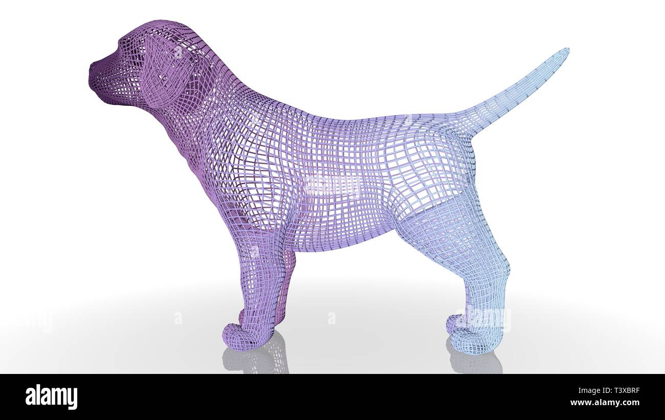 3d rendering of an artistic animal with reflection isolated on white ...