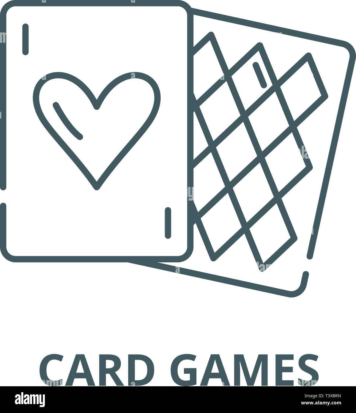 Card games line icon, vector. Card games outline sign, concept symbol ...