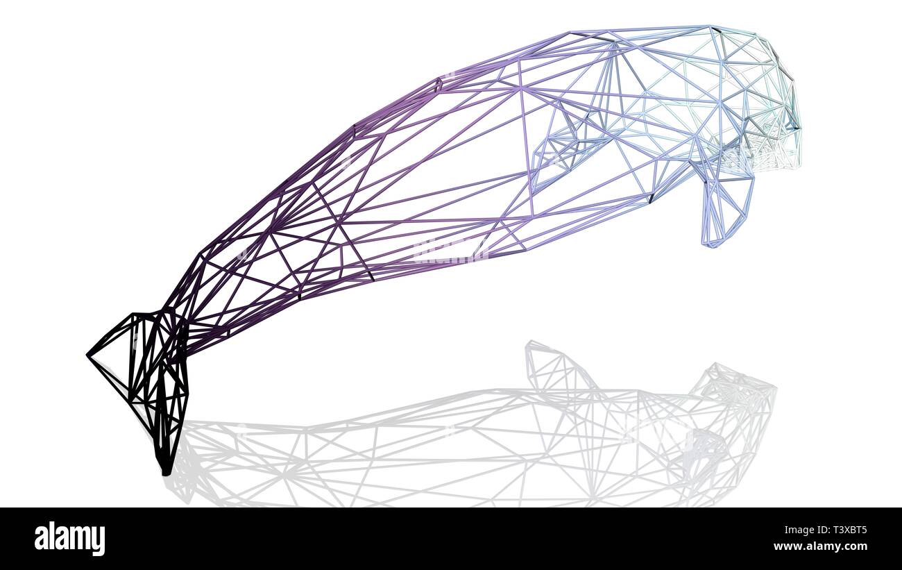 3d rendering of an artistic animal with reflection isolated on white ...