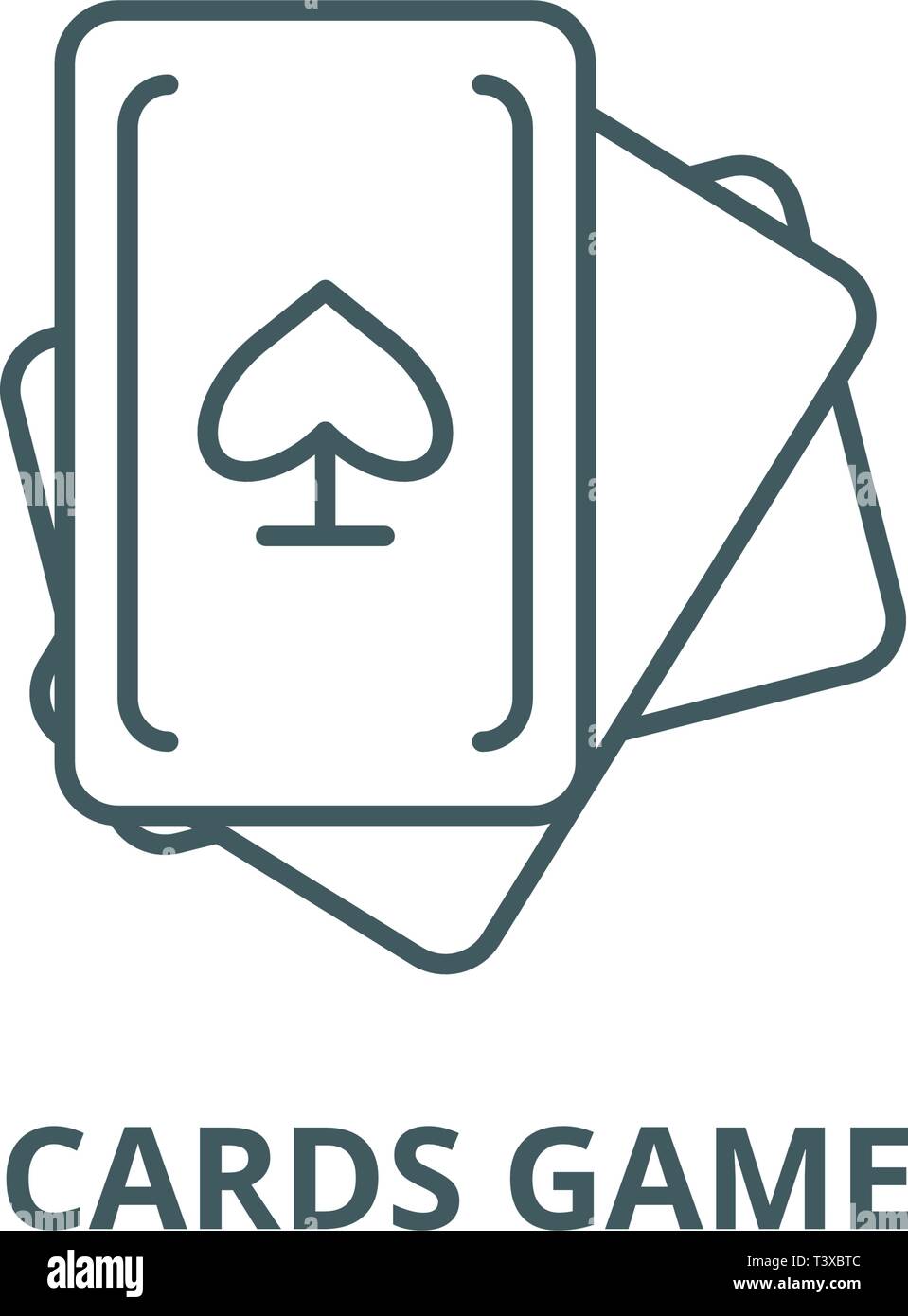 Cards game line icon, vector. Cards game outline sign, concept symbol ...