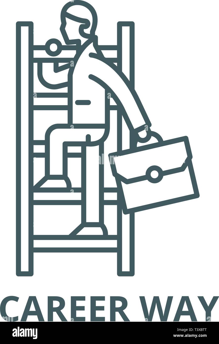 Career way line icon, vector. Career way outline sign, concept symbol ...